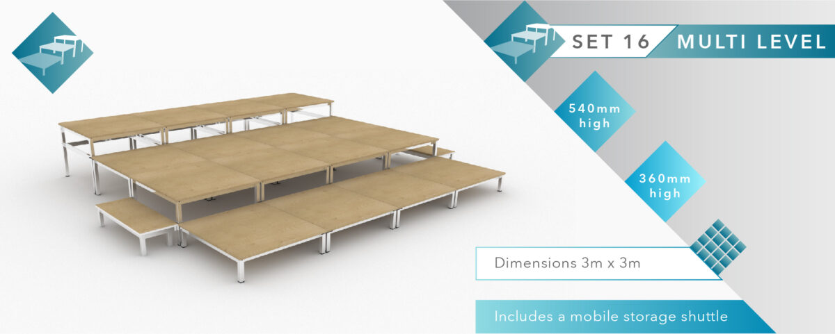 Multi-level Stage Set 16 - Portable Staging | Modular Stages | Unistage Ltd