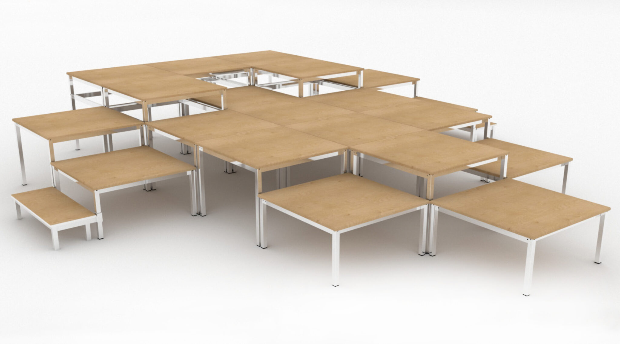 Multi-level Stage Set 20 - Portable Staging | Modular Stages | Unistage Ltd