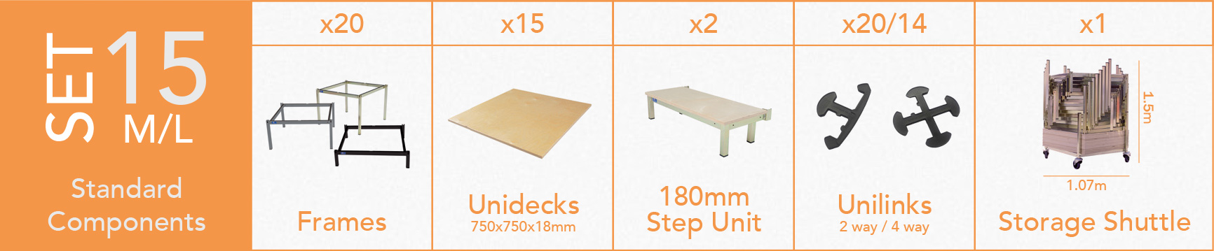 Multi-level Stage Set 15 - Portable Staging | Modular Stages | Unistage Ltd